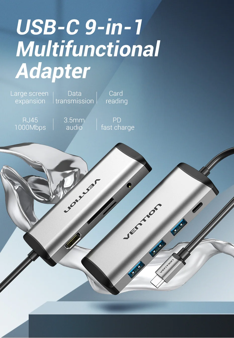 Generic Vention USB C HUB Type C To HDMI USB 3.0 HUB thunderbolt 3 RJ45 Adapter for Book Samsung ...