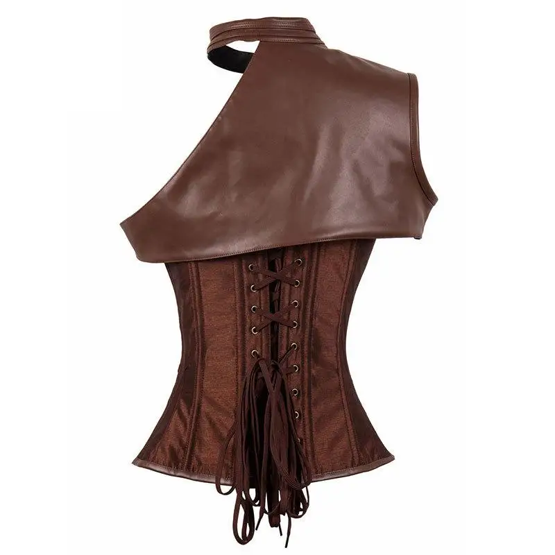 2021 Brown Leather Armor Corset Sexy Gothic Corsets And Bustiers