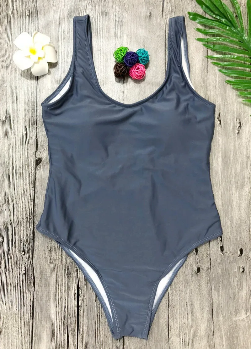 Womens Retro One Piece Swimsuits 80s 90s Inspired High Cut Low Back