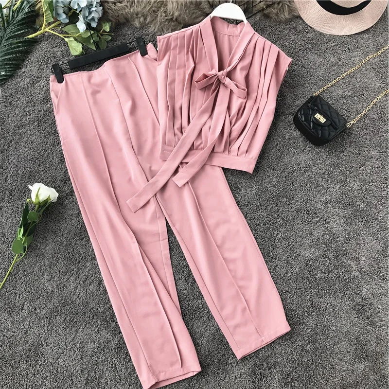 Fashion 2021 New Summer 2 Piece Outfits For Women Flare Sleeve Crop Top