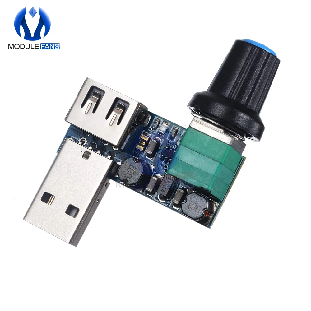 5V to 12V USB Fan Speed Controller Control Switch Fan Stepless Module Adjustable Potentiometer ...