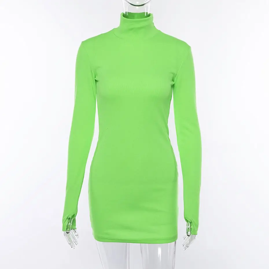 Zkyzwx Spring Turtleneck Long Sleeve Bodycon Dress Womens Elegant Slim
