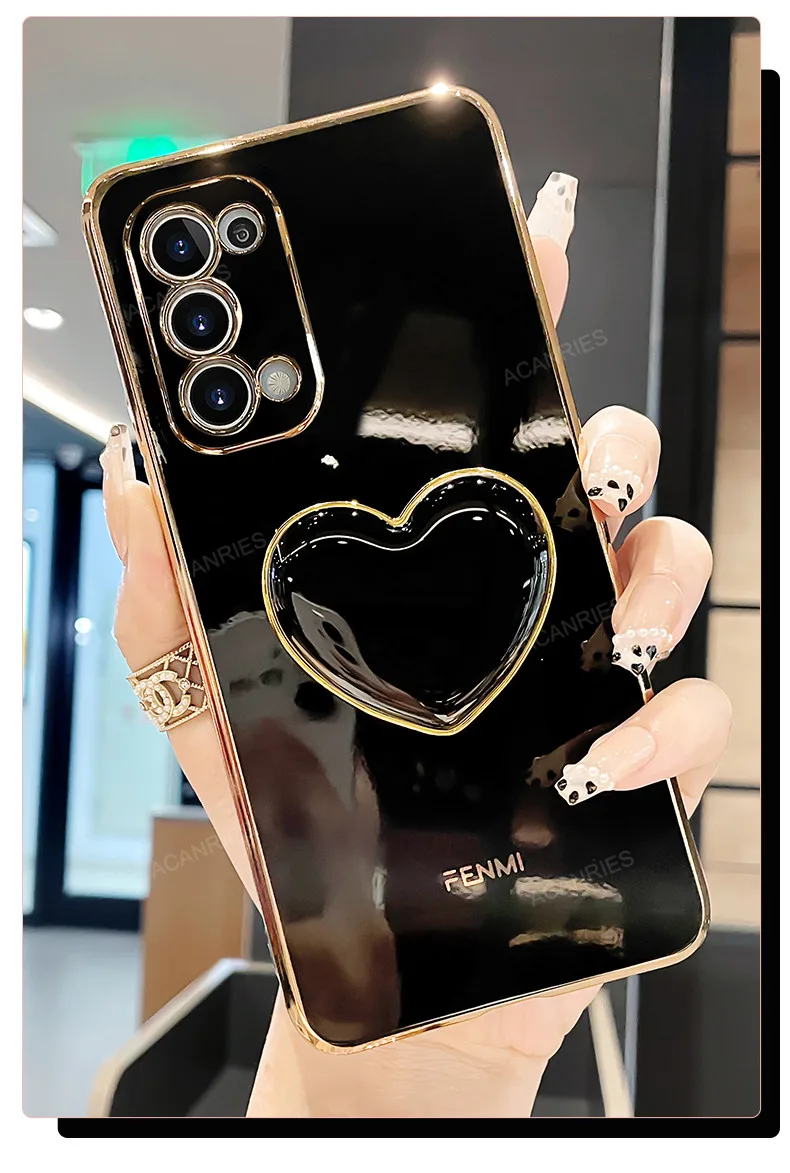 Generic (AX Cherry Purple)S 21 20 Plating Love Heart Phone Holder Case For Samsung Galaxy S21 ...