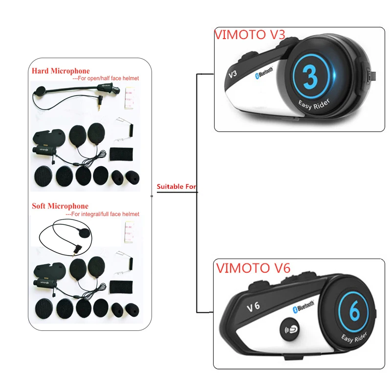 Shop Generic Vimoto V3 V6 Microphone Kit Accessories Helmets Bluetooth Headset Base Soft Online ...