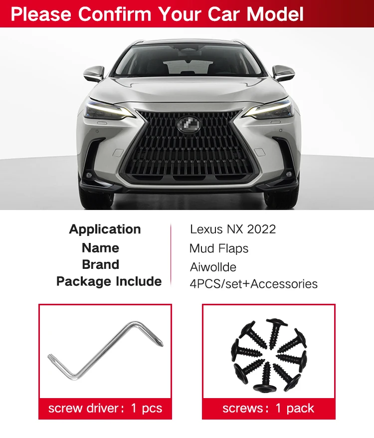 Generic Car Fender Flaps For Lexus NX NX260 NX350h 2023 2024 Sp Guards MudFlaps Front Rear ...