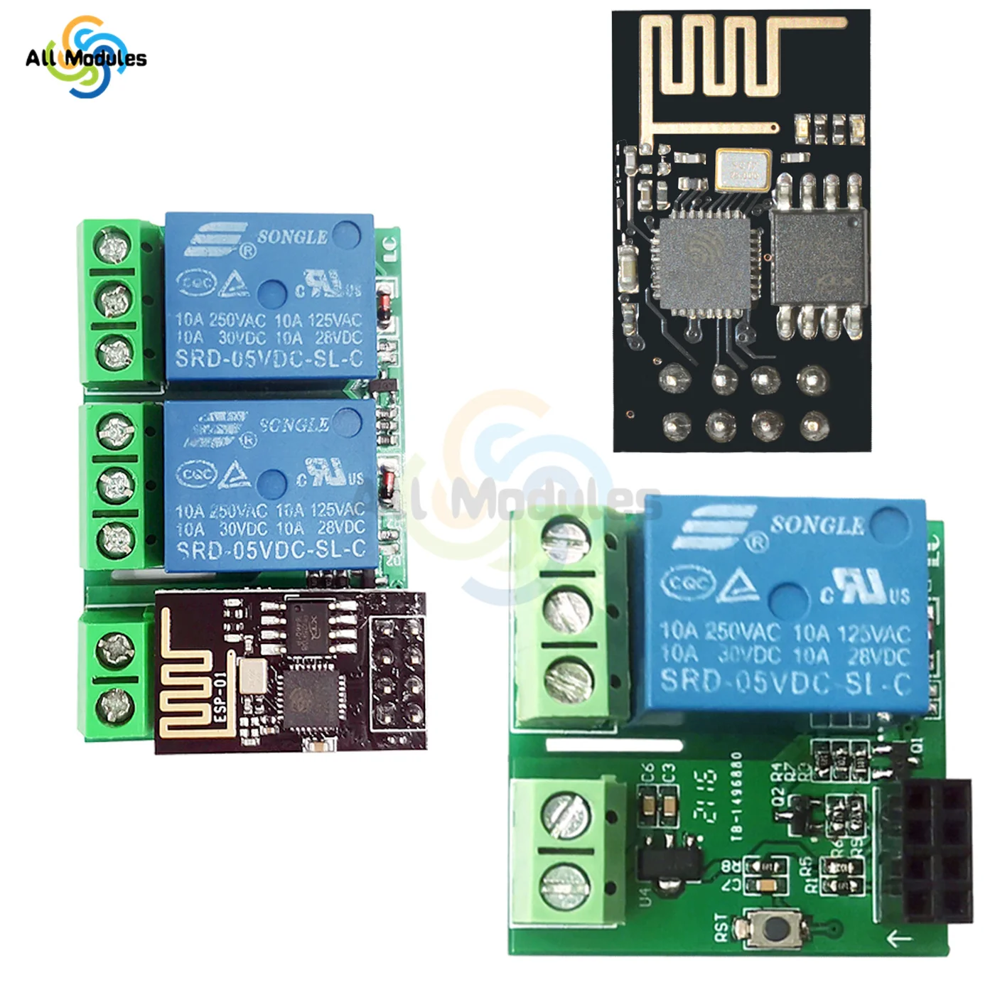 Generic ESP8266 2/1 Channel WIFI Relay Module ESP-01/01S DC5V With Relay Indicator And Reset On ...