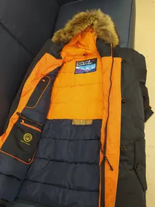 Парка CORBONA N3B Мужская зимняя, длинное пальто оверсайз с капюшоном из натурального меха ...