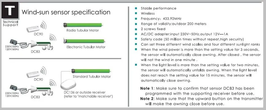 Dooya Product Wireless Wind/Light Sensor DC116 | AliExpress