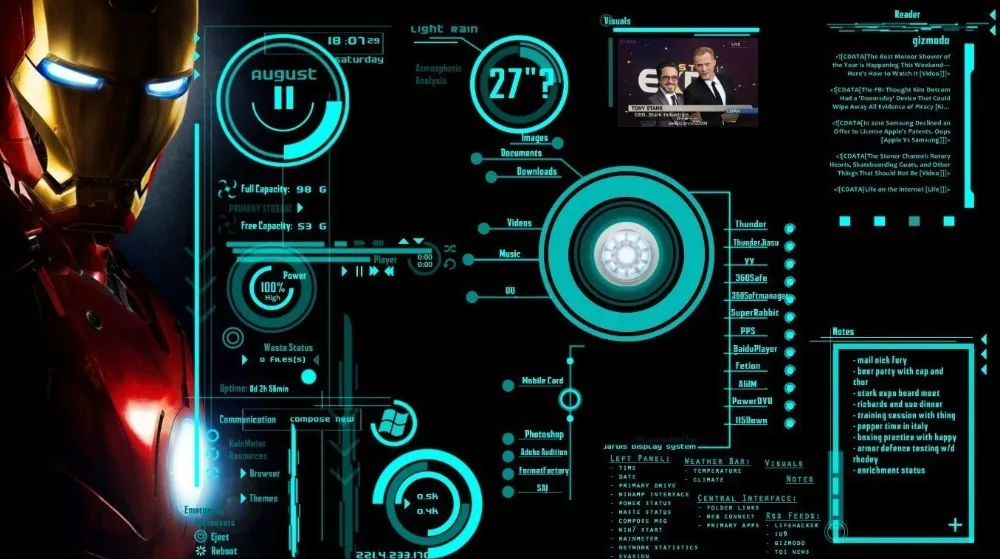 Iron Man the Computer theme desktop of Tony Stark's Jarvis System ...
