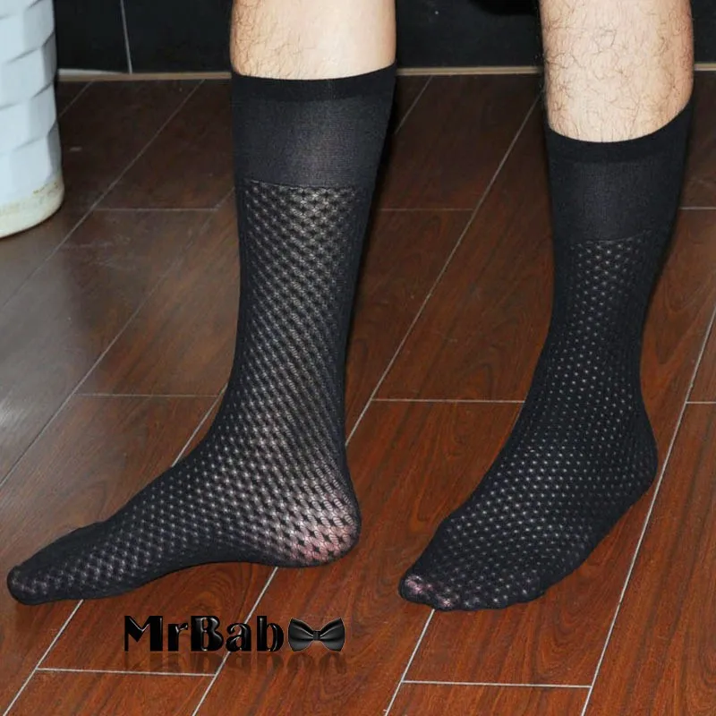 W044 Men's Black Sheer TNT Nets Socks,Gay Men's Crew Socks,Sheer Socks ...