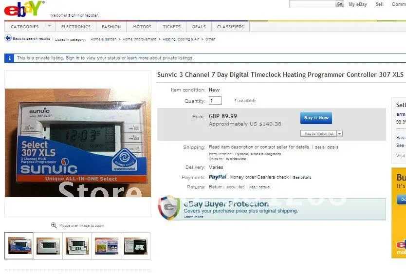 Sunvic 3 Channel 7 Day Digital Timeclock Heating Programmer Controller ...