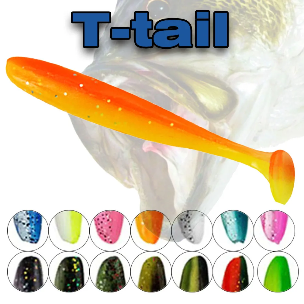 Soft-Baits-1-100pcs-T-Tail-70mm-90mm-120mm-Silicone-Bait-Lures-for ...
