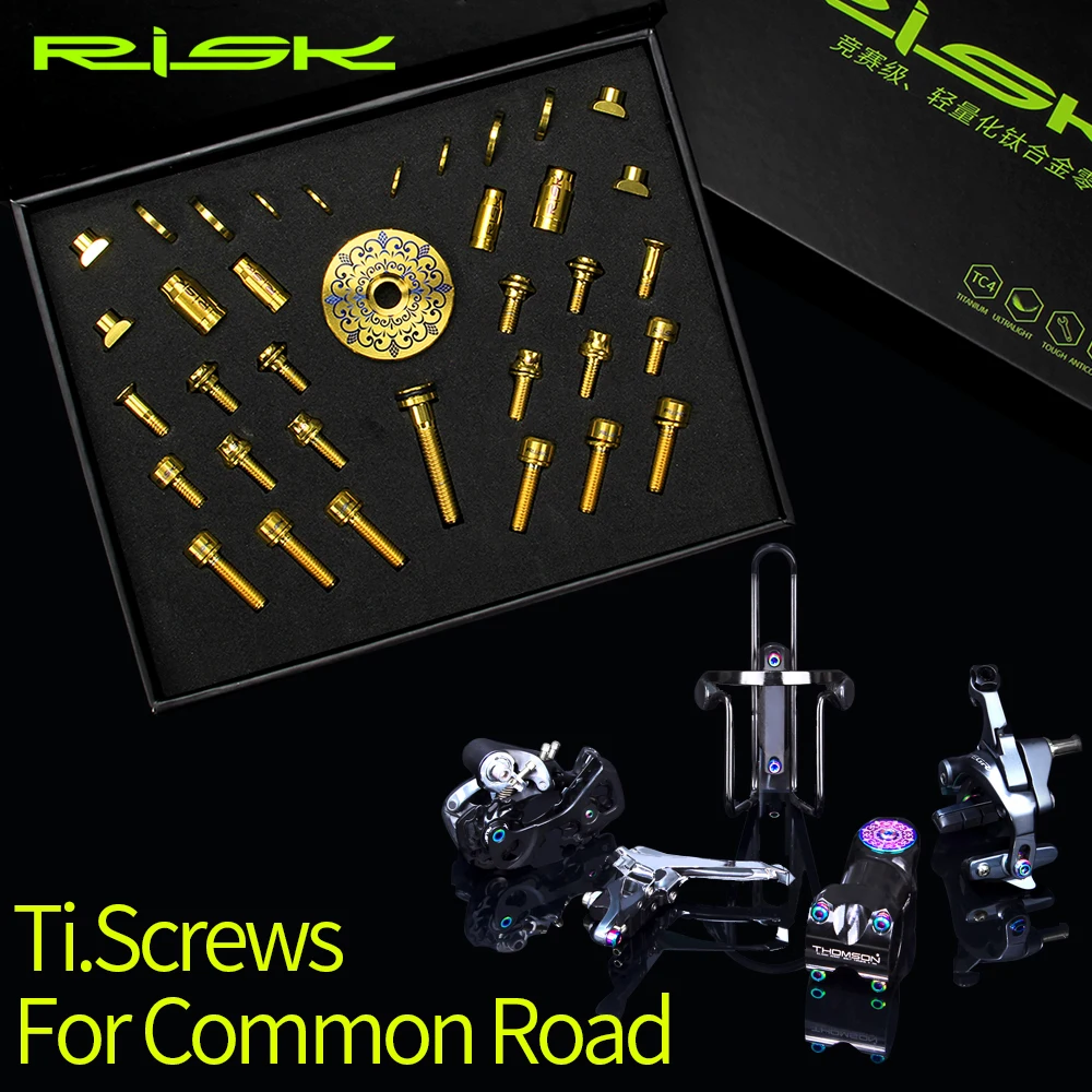 RISK 36pcs Ultralight MTB Road Bicycle Screw Kit Titanium Alloy Fixing ...