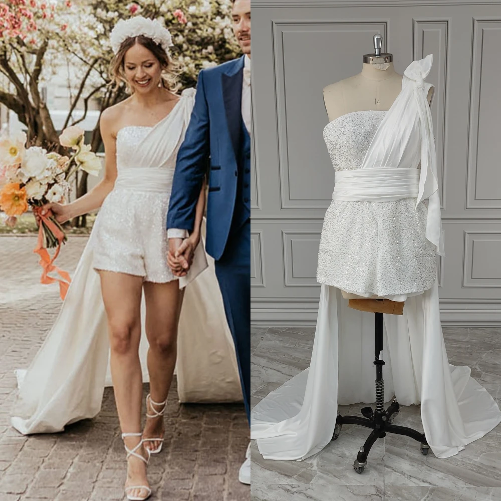 Vestido-de-novia-de-un-hombro-con-lazo-y-lentejuelas-mono-sin-espalda ...