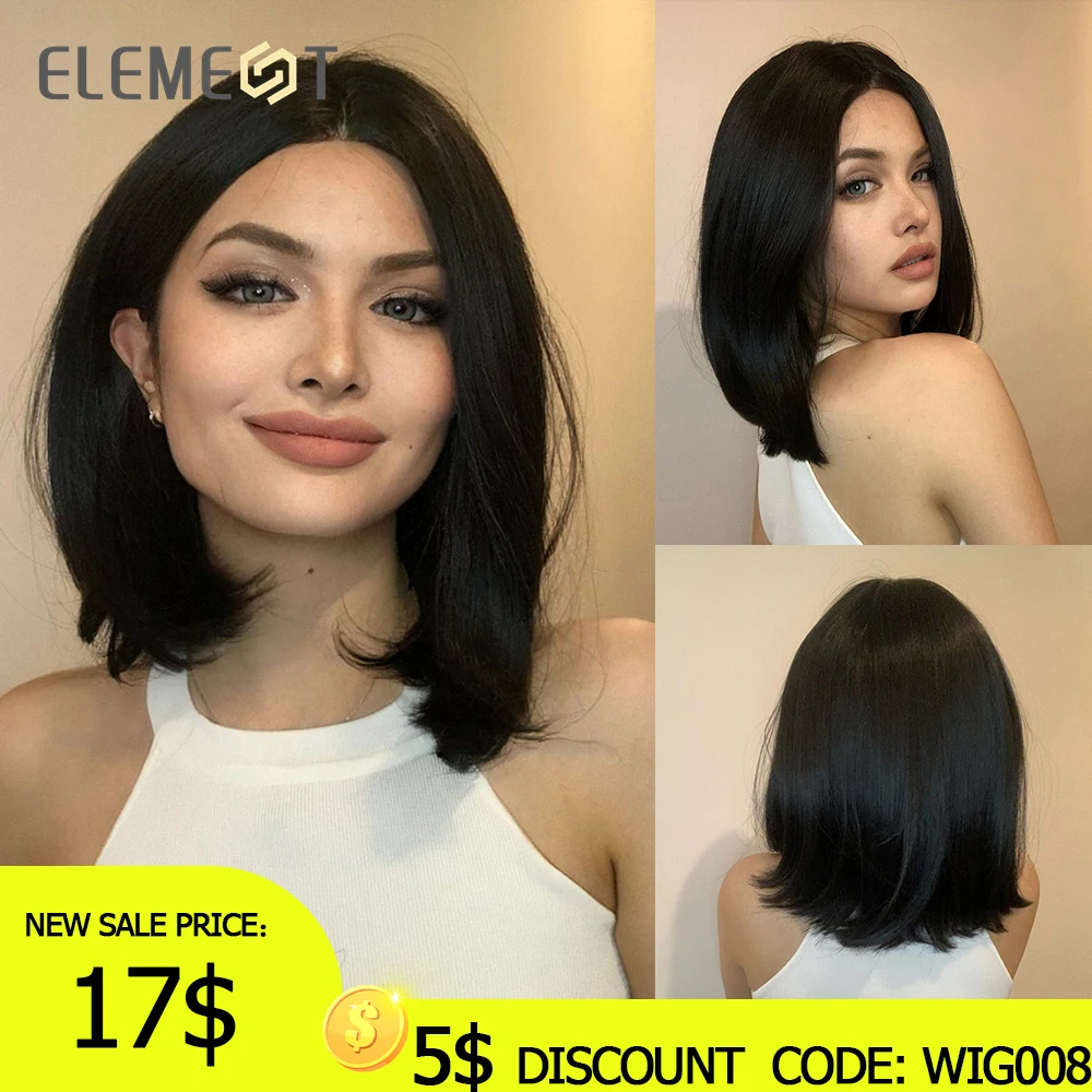 ELEMENT-Elegant-Part-Front-Lace-Synthetic-Wig-Short-Medium-Straight ...