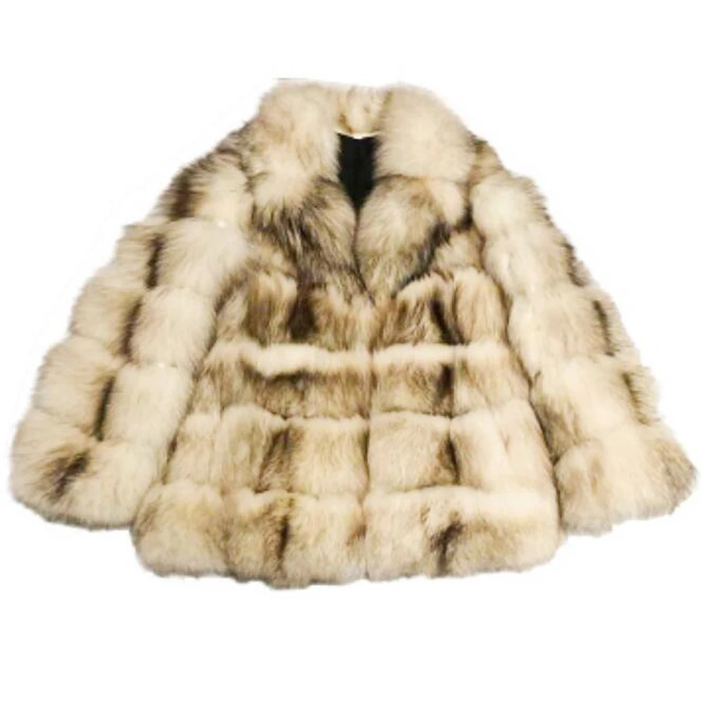 Denny&Dora Mens Fox Fur Coat Mens Fur Jacket Short Winter Warm Coats ...