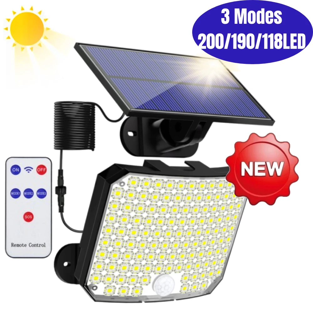 210LED Outdoor Lighting Waterproof Solar Outdoor Sunlight Lamp Sensory Switch Easy Installation ...
