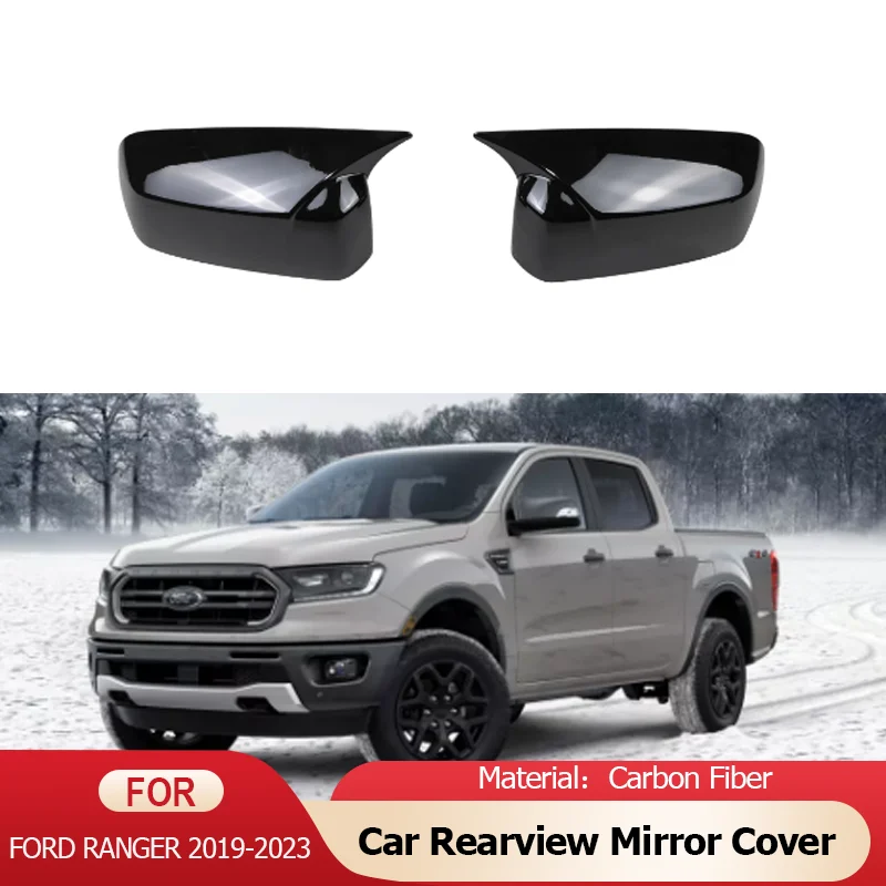 Carbon-Fiber-Car-Rearview-Side-Mirror-Cover-Wing-Cap-Exterior-Door-Rear ...