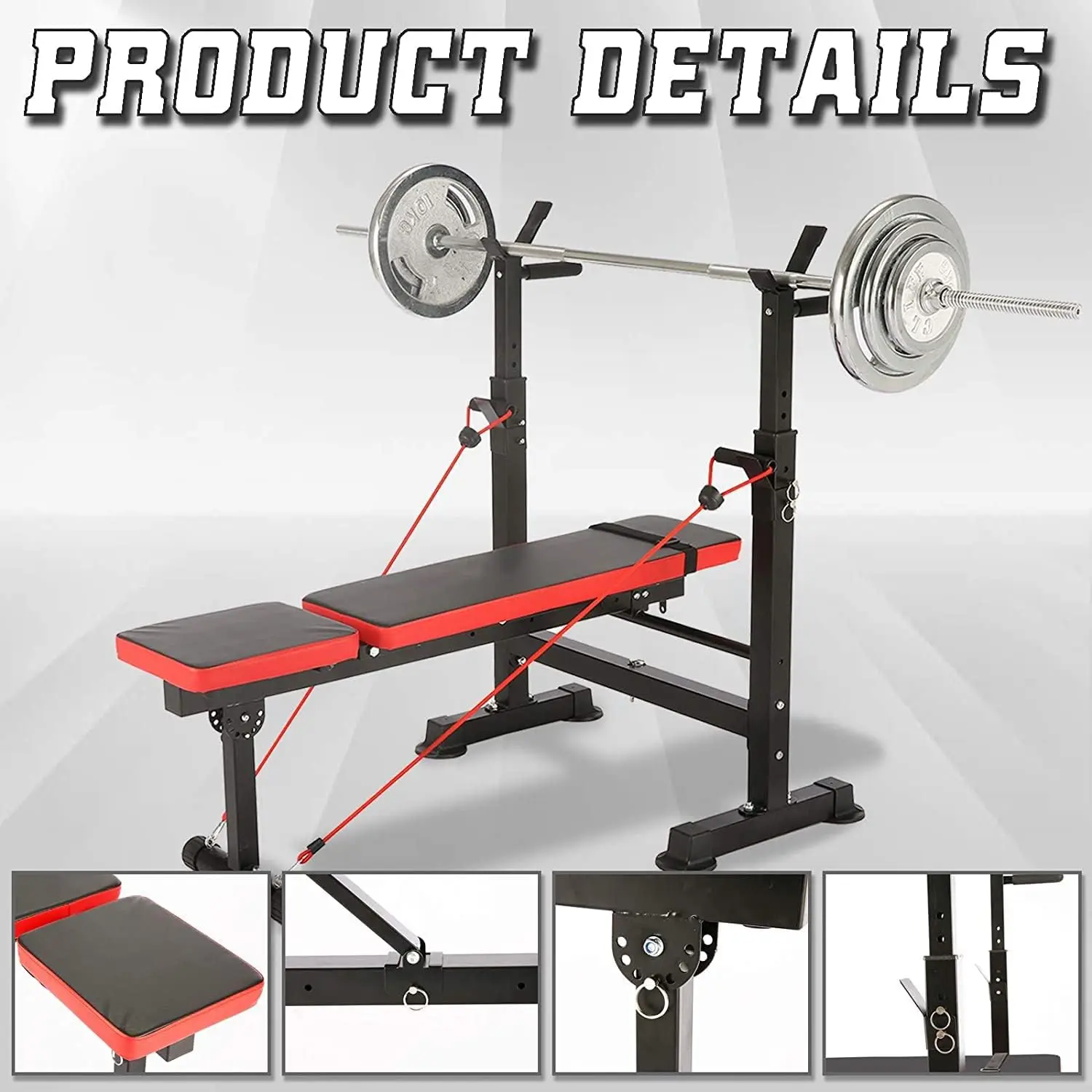 Adjustable Weight Bench with Squat Rack and Leg Developer - WELLNESS ...
