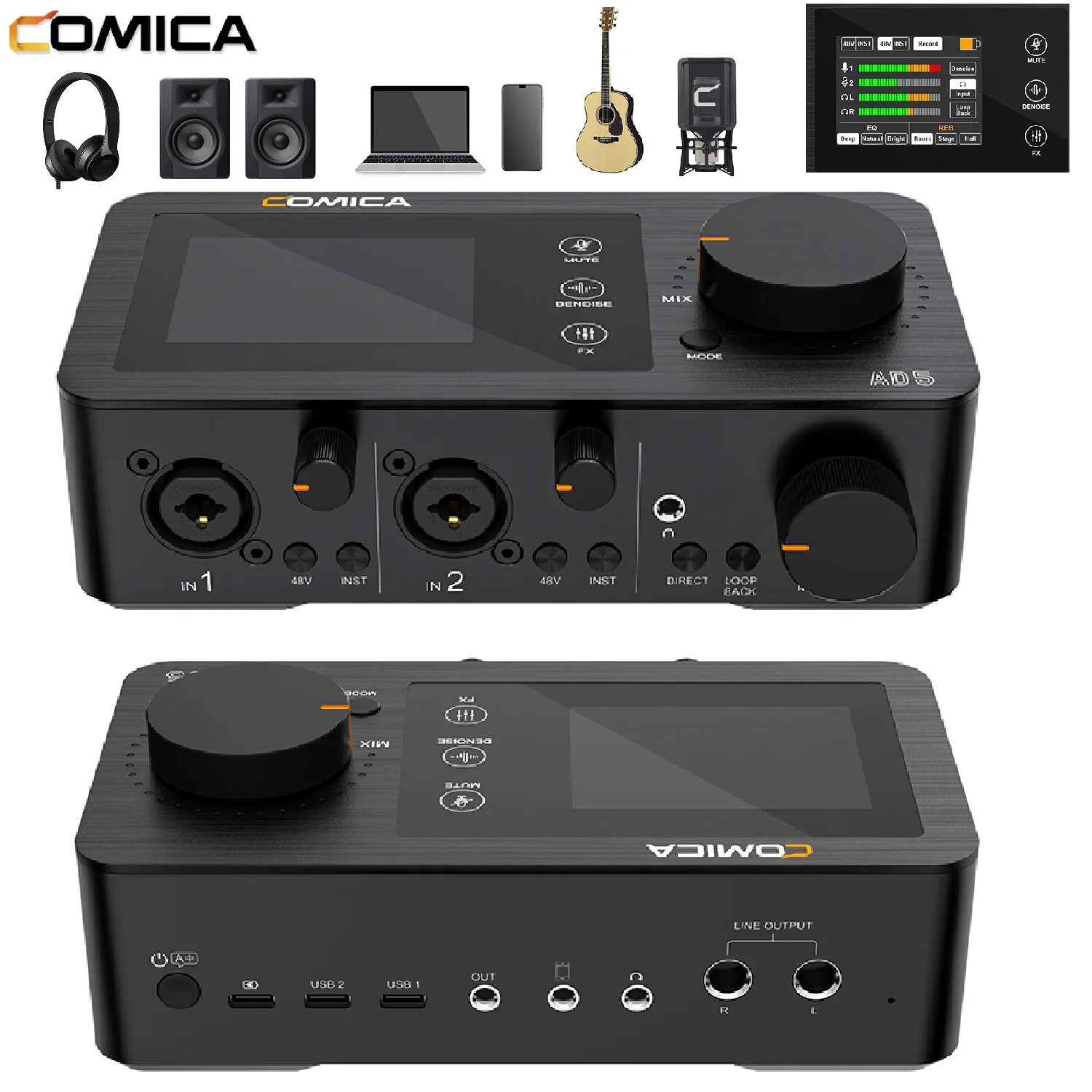 Comica LinkFlex AD5 Interface de áudio repleta de recursos para ...