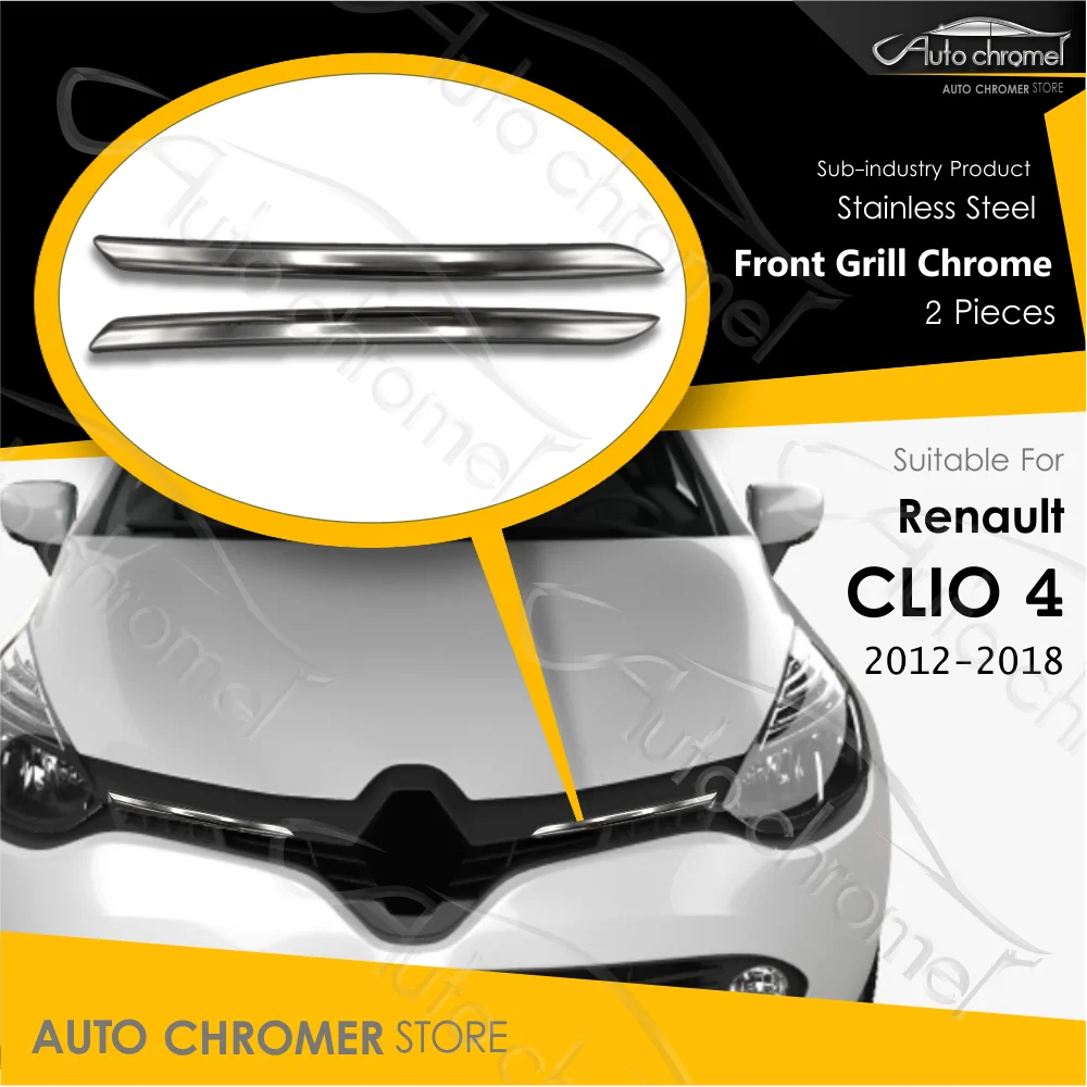 Dla-Renault-Clio-4-przedni-Grill-cz-ci-akcesoria-chromowane-2-sztuki ...