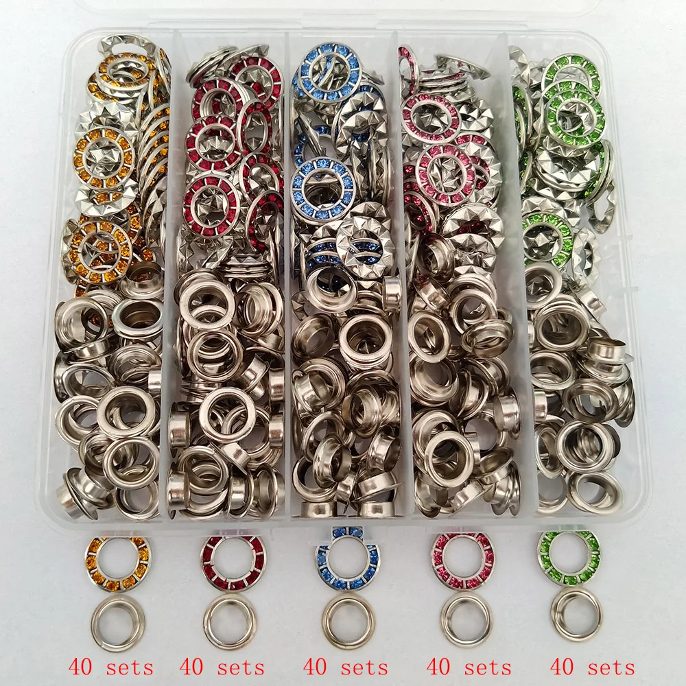 Hotsale-200sets-pack-Mix-Colors-17mm-Rhinestone-Eyelets-Grommets-For ...