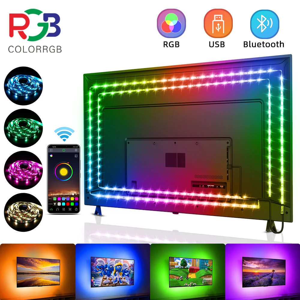 Colorrgb 5050 Led Strip Light Bluetooth App 5v Usb Led Tape Flexible Ribbon Diode Tape For Tv ...