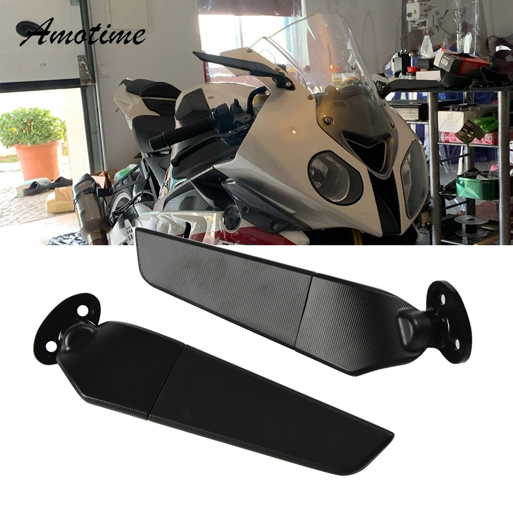 For S1000RR Mirror Motorcycle Wing Mirrors Adjustable Rotating Rearview ...
