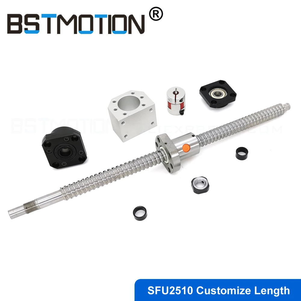 Sfu2510 Ballscrew 500mm With Ballnut + Fk20 Ff20 Support Bearing + 2510 ...