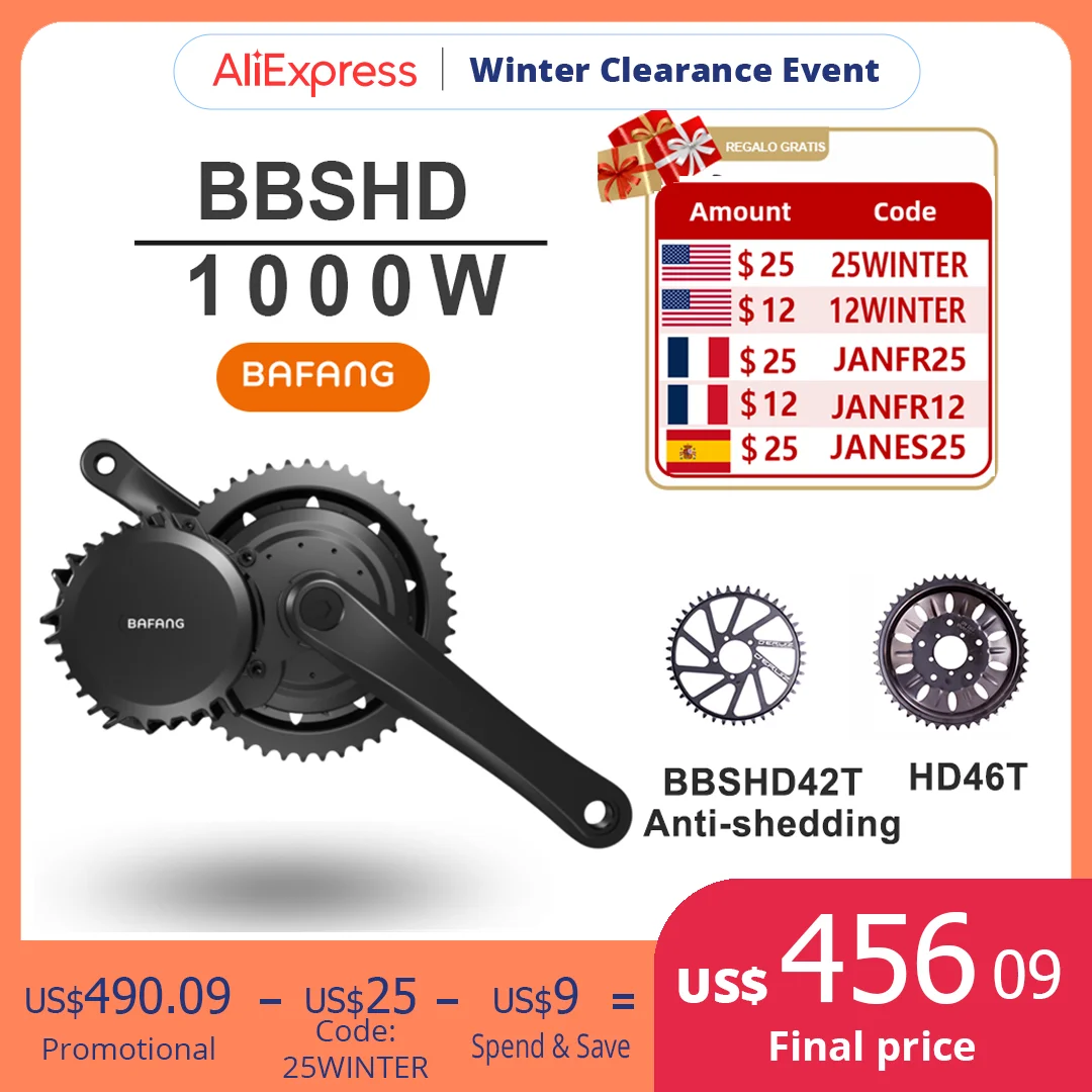 Bafang Bbshd 1000w 48v/52v Mid Drive Motor Electric Bike Conversion Kit ...