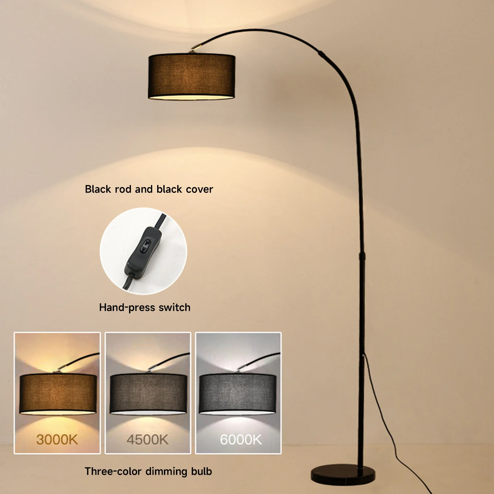Fashion Arc Floor Lamp 360° Rotatable Living Room Standing Lamp LED ...