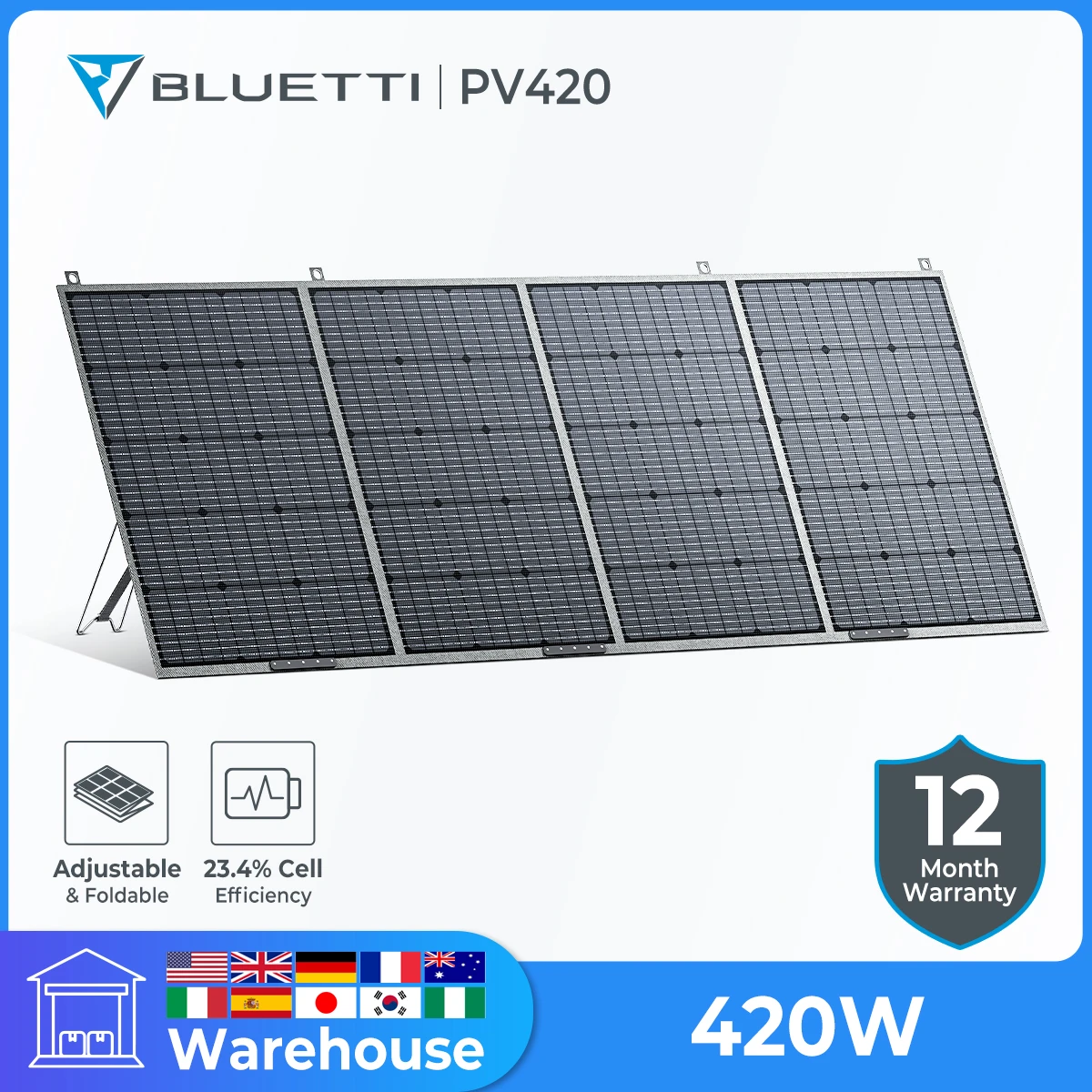BLUETTI PV420 Solar Panel 420W Durable Solar Panels Foldable Portable ...