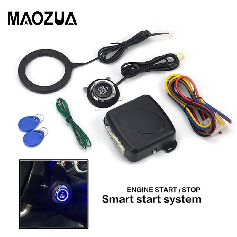 12V-Auto-Car-Alarm-One-Start-Stop-Button-Engine-Push-Button-RFID-Lock ...