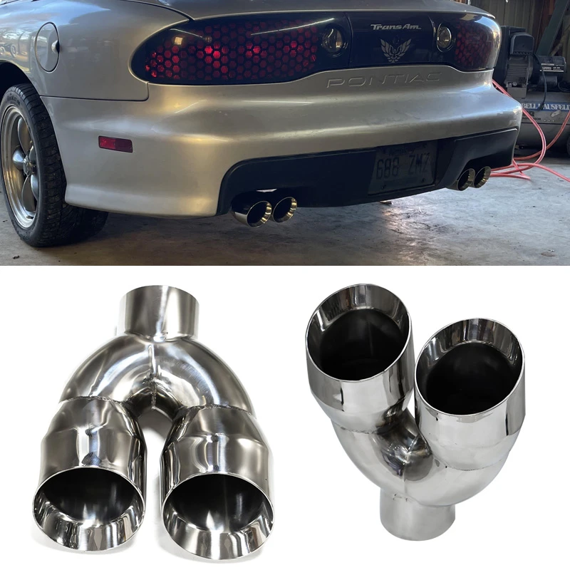 1 PCS Dual Exhaust Tip 3 Inch Inlet 3.9" Outlet 8.46" Long Tail Pipe ...