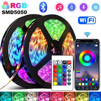 RGB 5050 Led Strip Lights 5V USB 24Keys Bluetooth Wifi Control Flexible ...