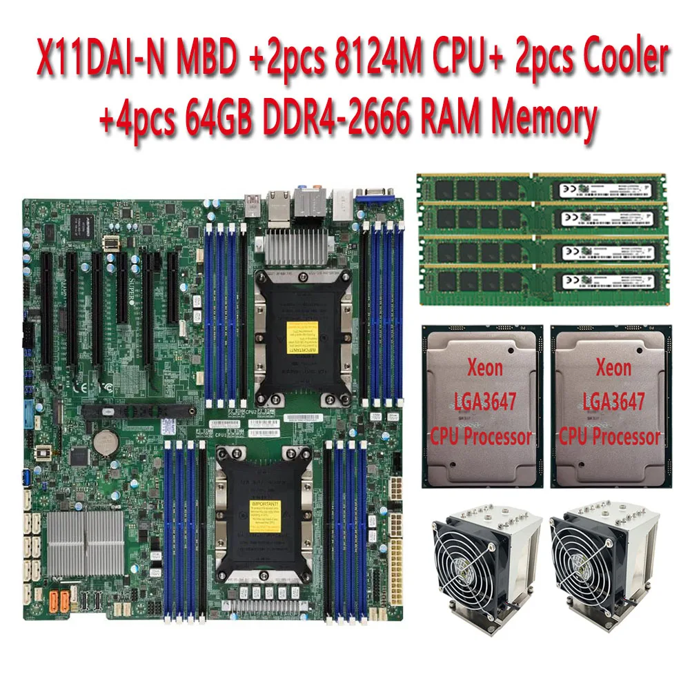 X11DAI-N-Server-Motherboard-2-Xeon-Platinum-8124M-18C-36T-CPU-Processor ...