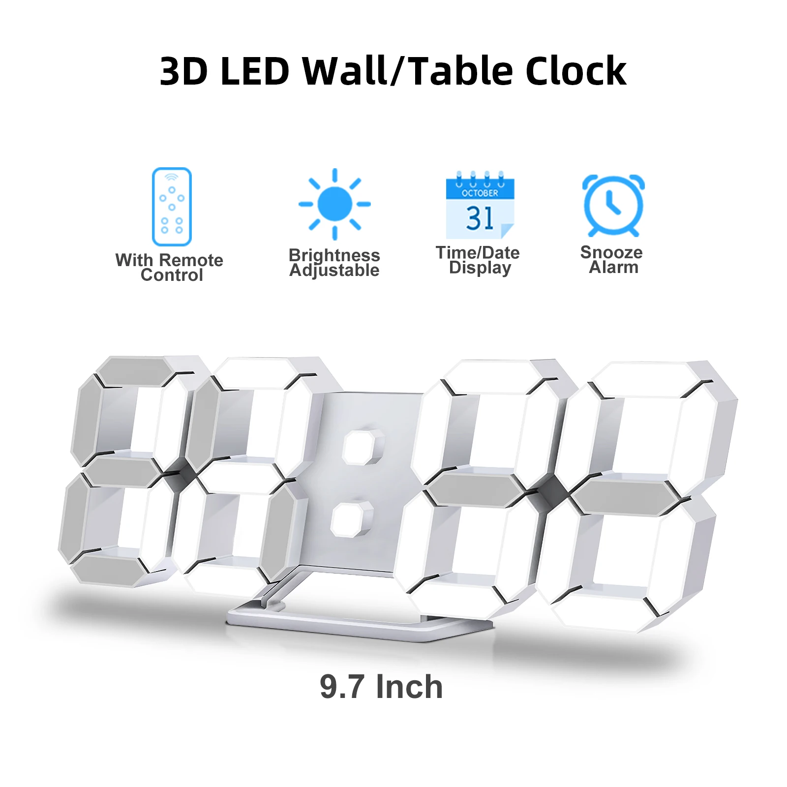 3d led relógio de parede despertador digital snooze relógio de mesa com romote controle hora ...