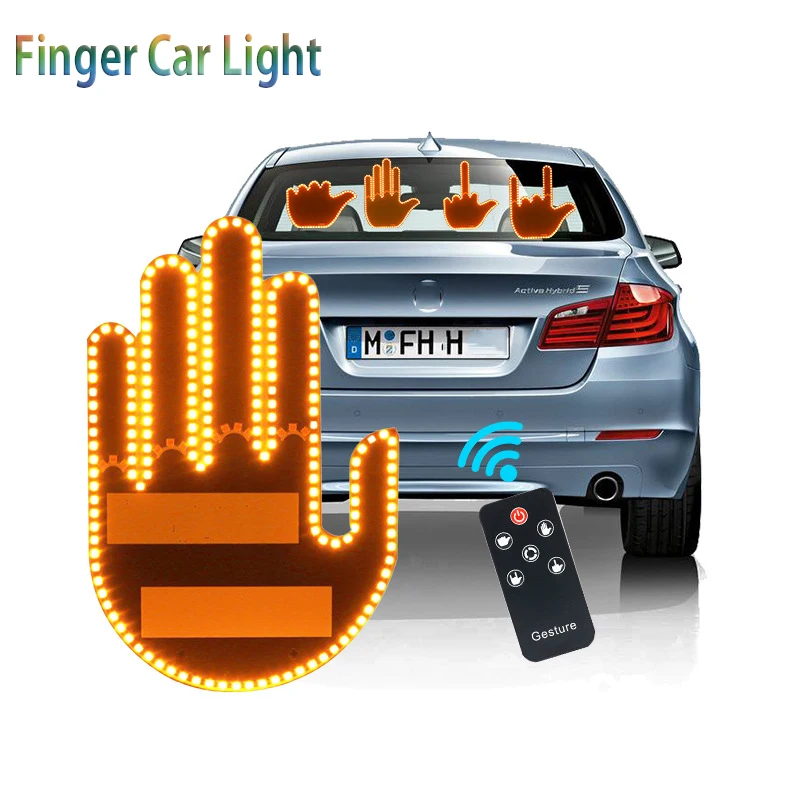 Middle-Finger-Car-Light-LED-Palm-Give-The-Bird-Remote-Control-Cool ...