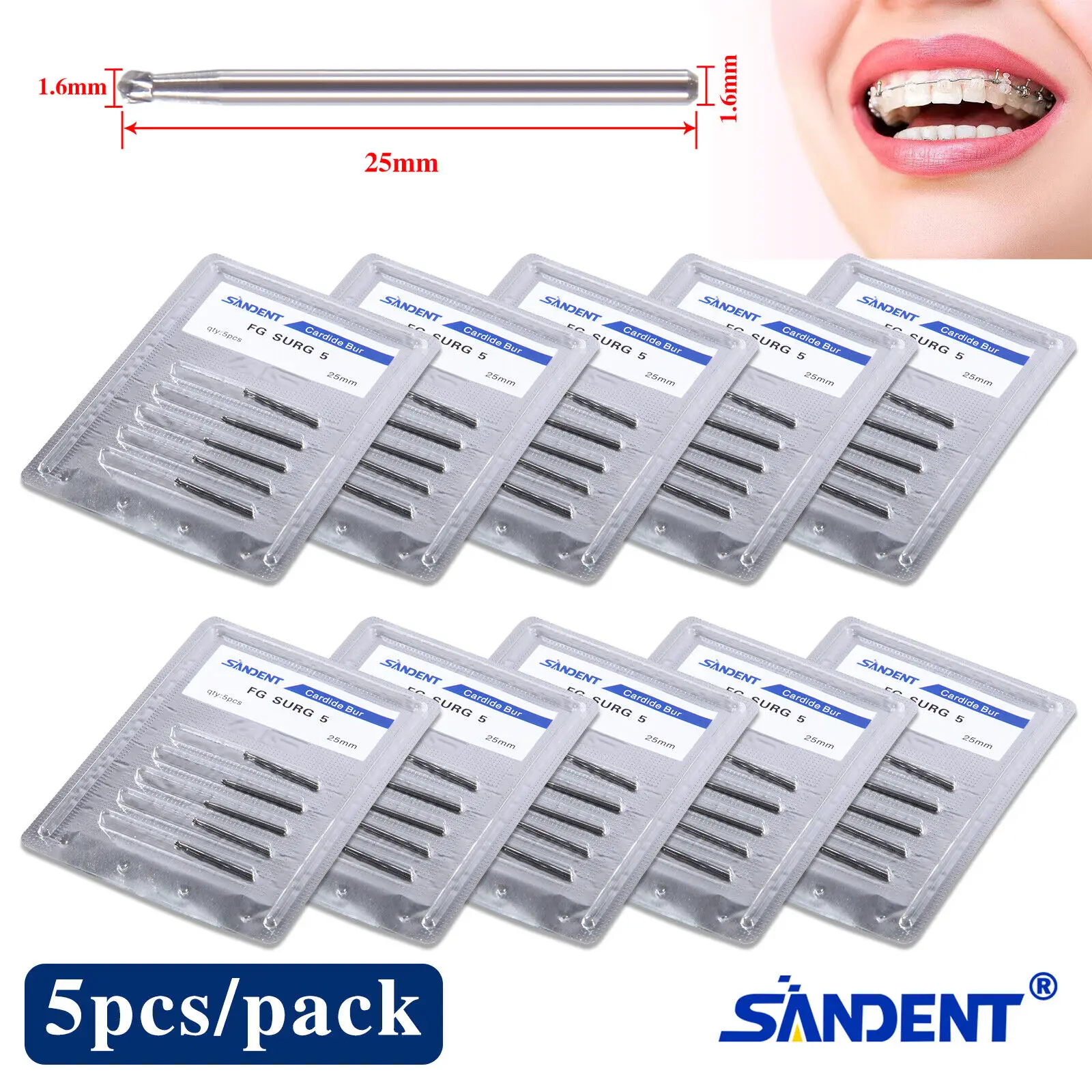 1-10Packs-Dental-Surgical-Tungsten-Carbide-Bur-Round-Bur-Head-1-6mm-FG ...