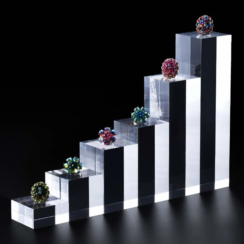 Clear Acrylic Crystal Base Square Column Display Stand for Jewelry ...