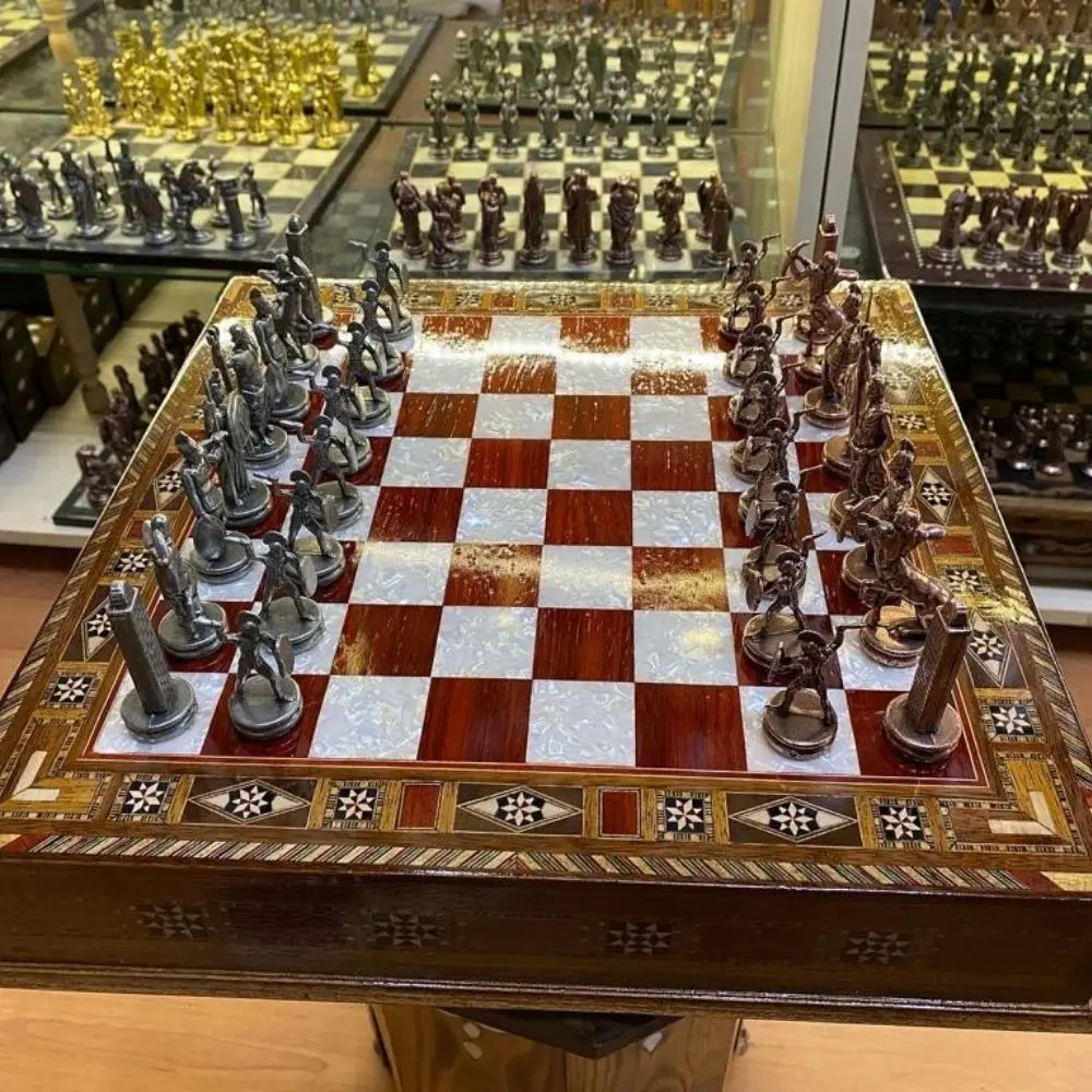 Red-Wooden-L-x-Drawer-Chess-Set-Chess-Figures-Wooden-Game-Pieces-Board ...