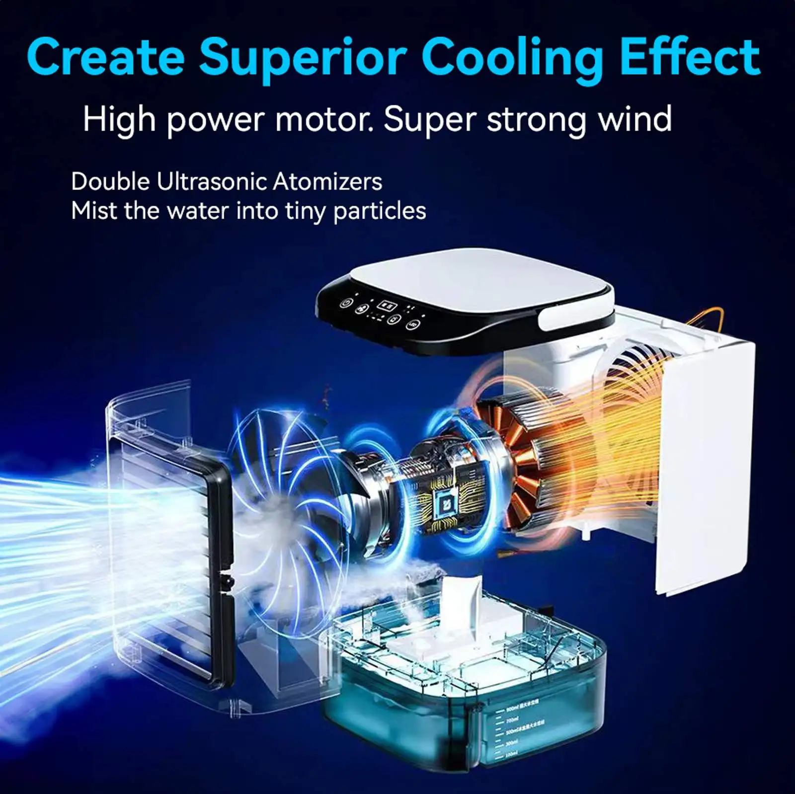 Portable Air Conditioner 3-Speed Small AC Unit Mini Air Cooler 900ML ...