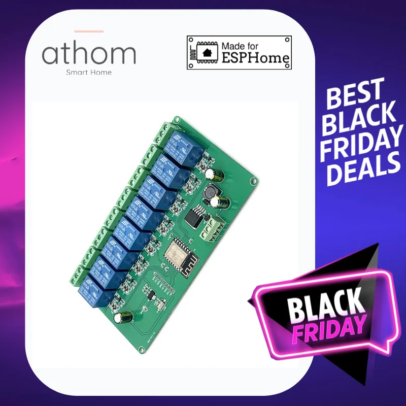 ATHOM ESPHome 8CH 10A WiFi Relay Module Inching Switch Self locking ...