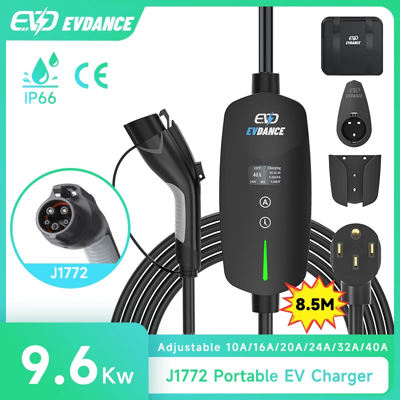 EVDANCE-Portable-EV-J1772-Chargers-40A-NEMA-14-50-Plug-9-6Kw-Charging ...
