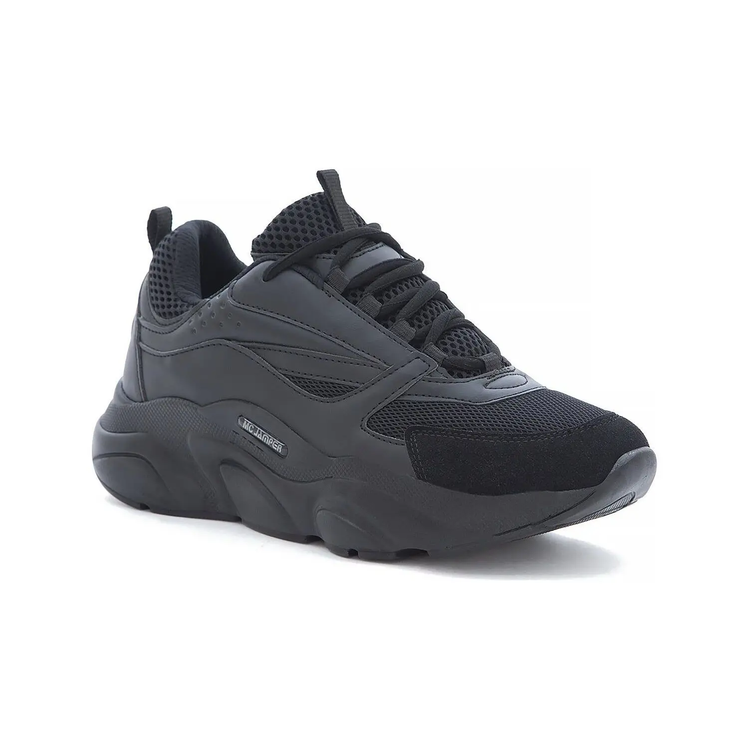 Mc Jamper Men's Sneaker Casual Shoes Jester Black Lace Up Coton Fabric ...