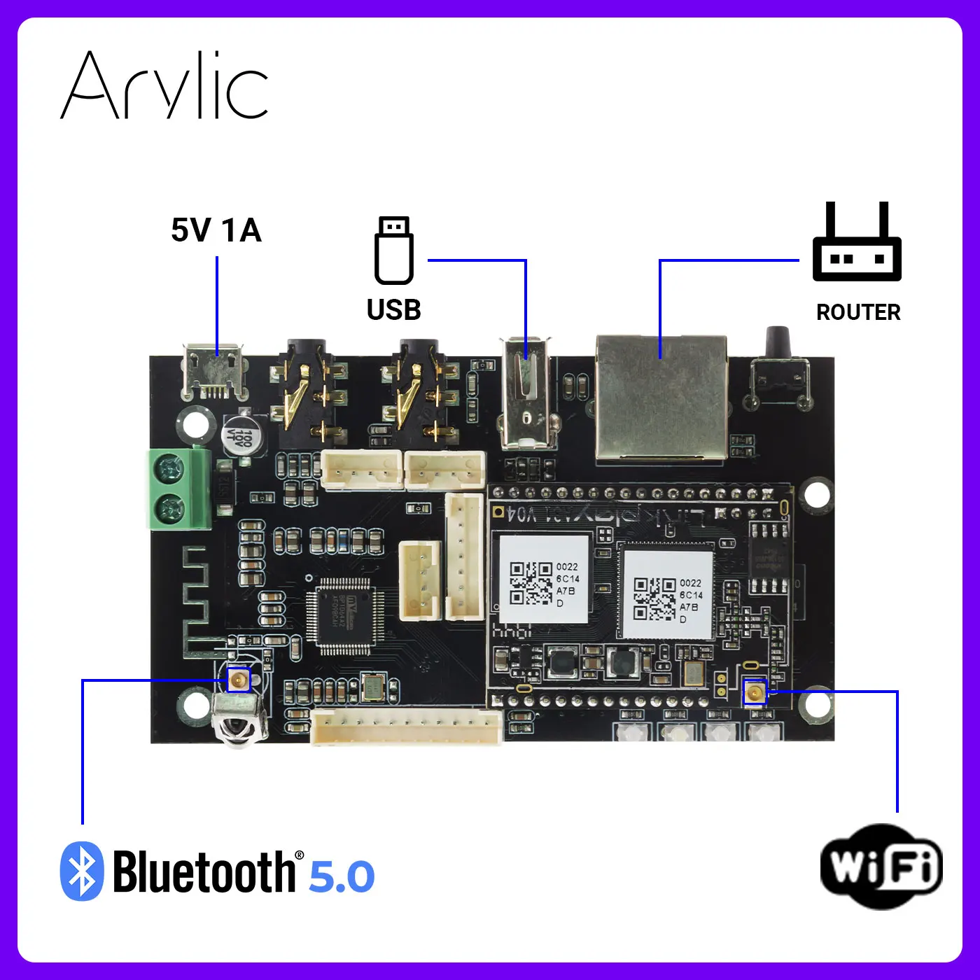 Up2stream Pro V3 Wifi And Bluetooth Audio Receiver Module Circuit Board ...