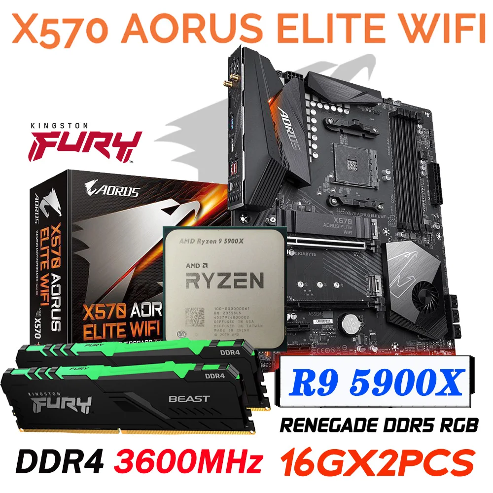 AMD-X570-Placa-m-e-Gaming-Kit-Ryzen-AM4-R9-5900X-Gigabyte-X570-Aorus ...
