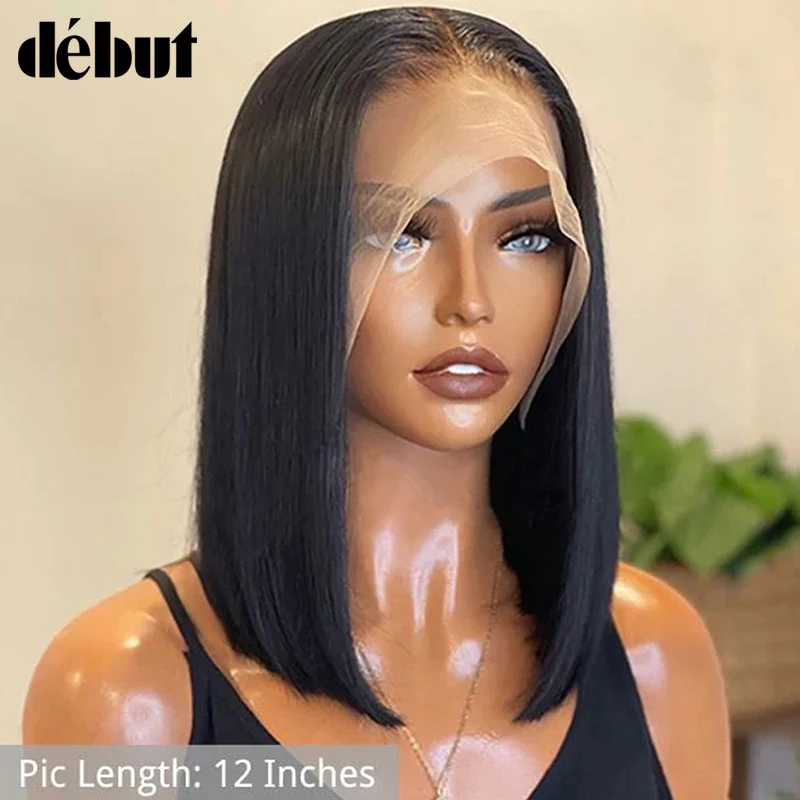 3D Glueless 13X4 Lace Front Bob Wig HD Transparent Lace Frontal Human ...