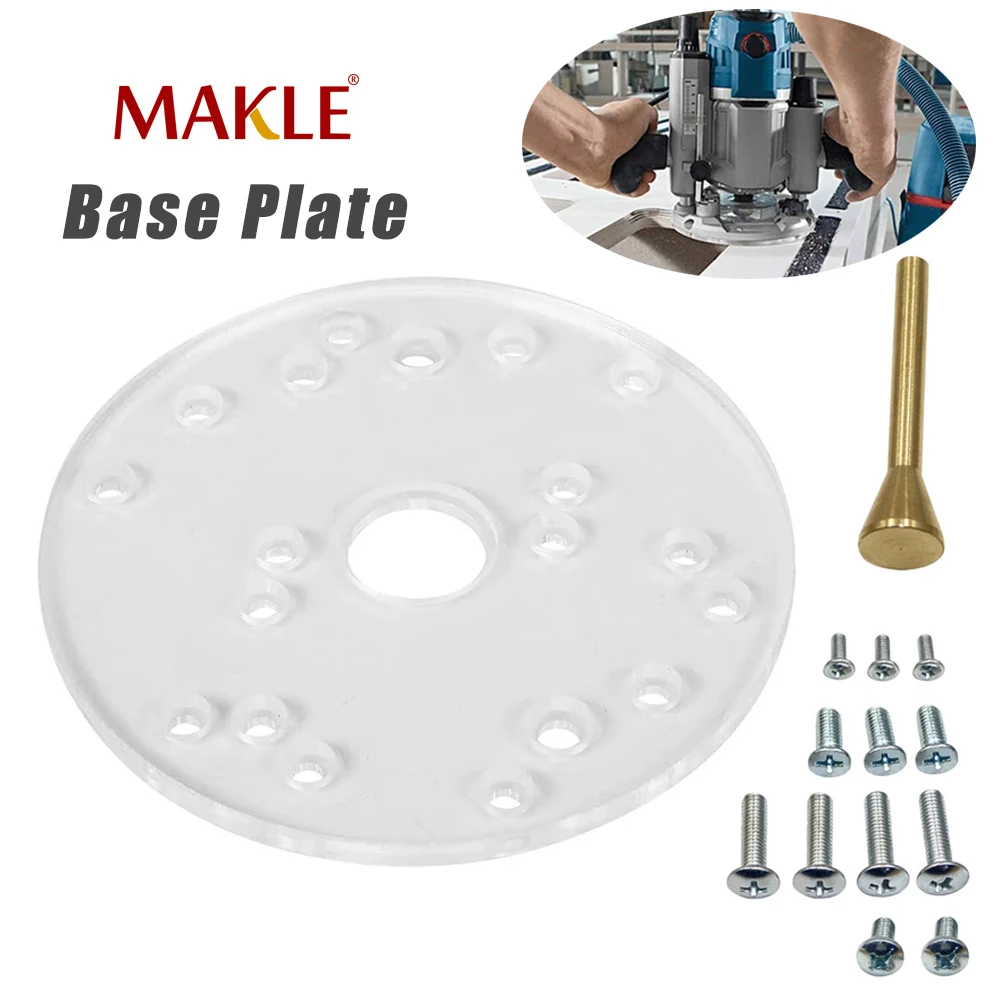 MAKLE Router Universal Base Plate Acrylic with Centering Pin Screws for ...