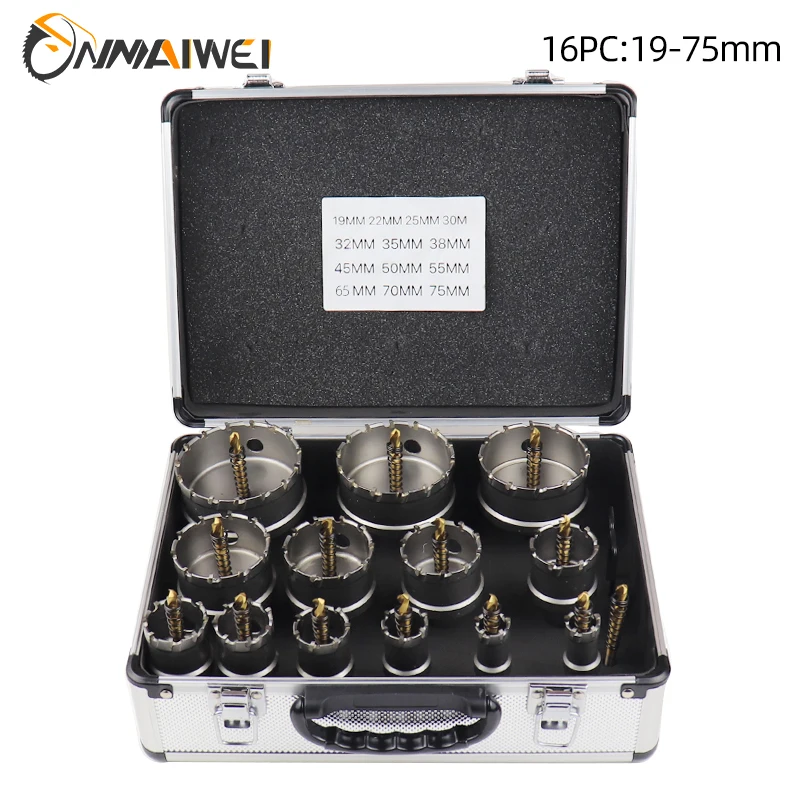 16pcs-16-75mm-TCT-Hole-Saw-Tungsten-Carbide-Tip-TCT-Metal-Cutter-Core ...